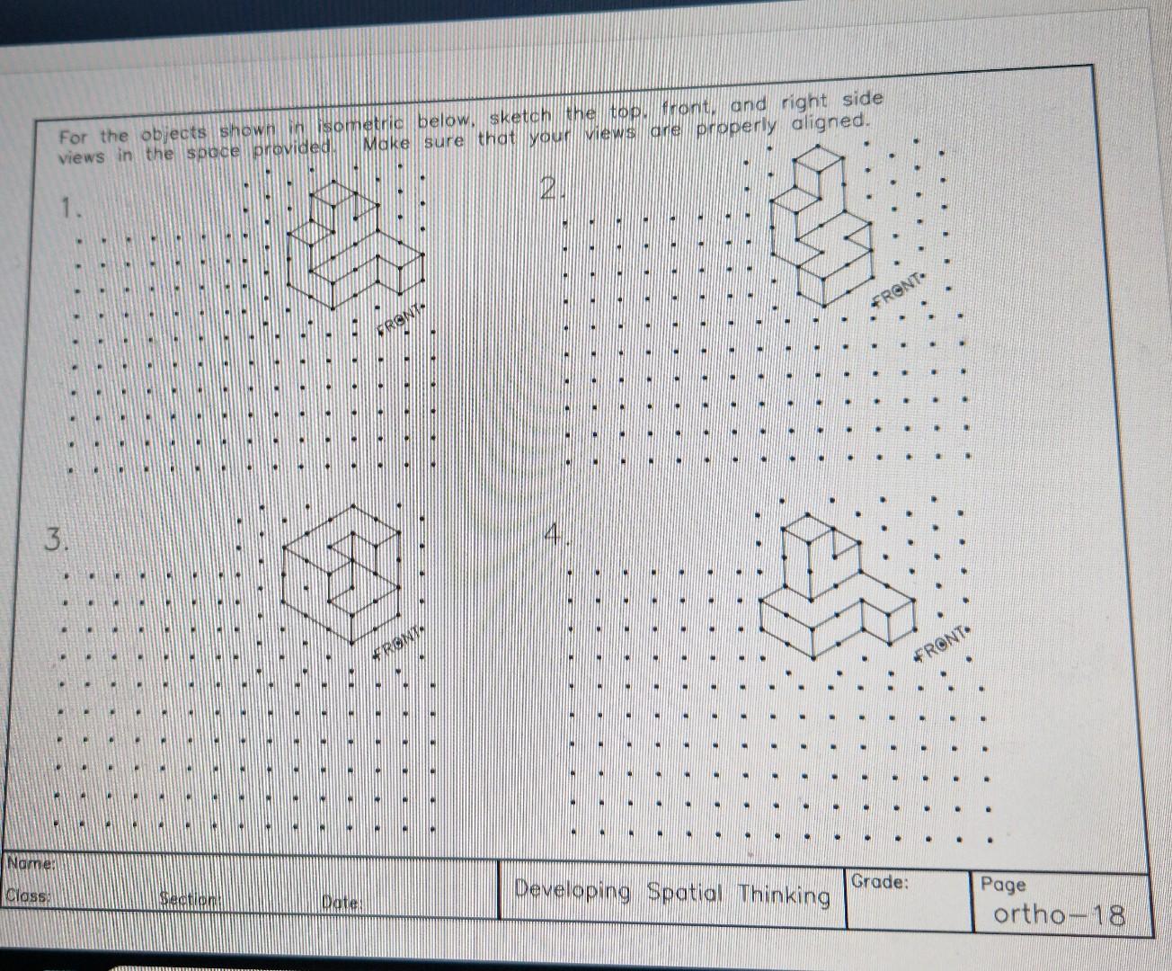 Solved For The Objects Shown In Isometric Below Sketch