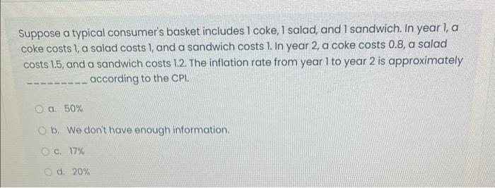 Solved A negative inflation rate suggests that the CPI is | Chegg.com