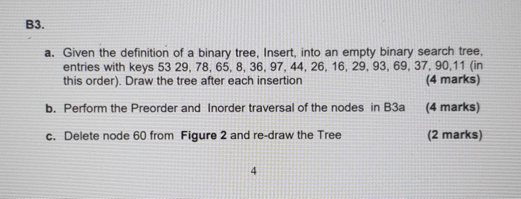 Solved B3. a. Given the definition of a binary tree, Insert, | Chegg.com
