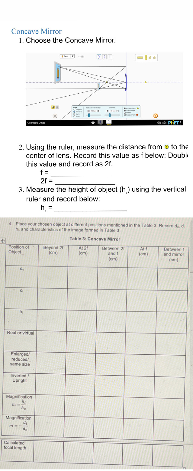 Concave MirrorChoose the Concave Mirror.Using the | Chegg.com
