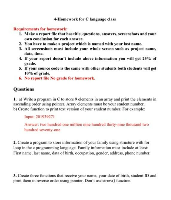 Solved 4-Homework for language class Requirements for | Chegg.com