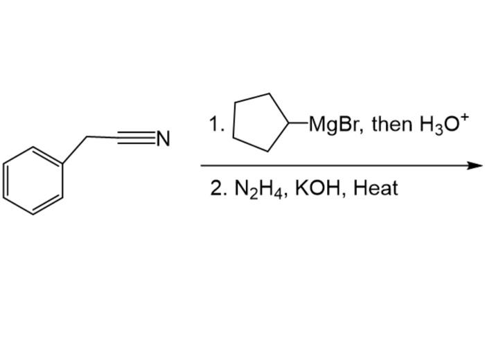 Solved 1. -MgBr, then H30* EN 2. N2H4, KOH, Heat | Chegg.com
