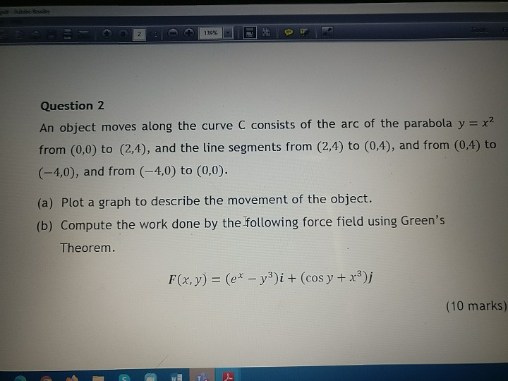 Solved 139. Question 2 An object moves along the curve C | Chegg.com