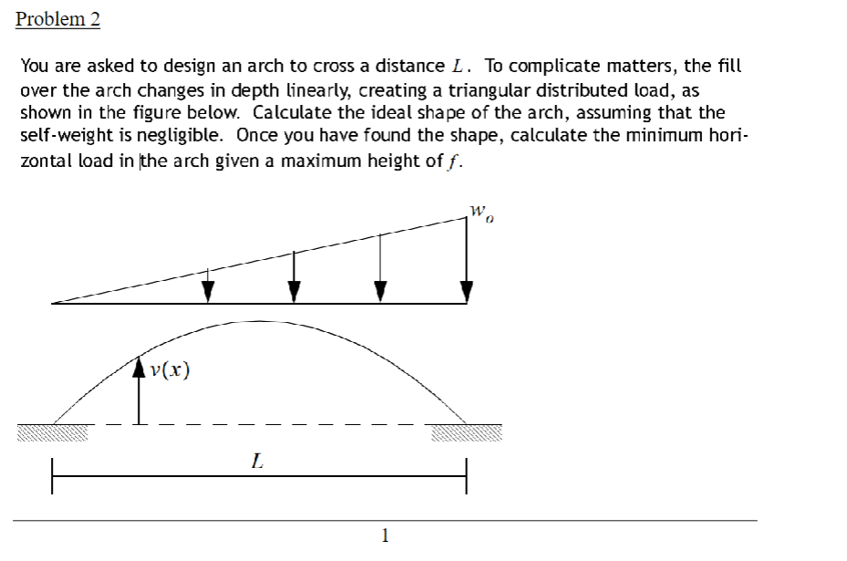 Solved Problem 2You are asked to design an arch to cross a | Chegg.com