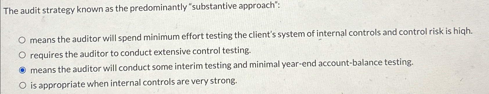 Solved The audit strategy known as the predominantly | Chegg.com