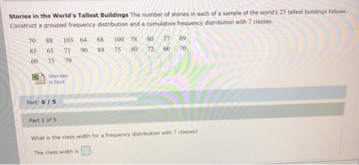 Solved Stories in the World's Tallest Buildings The number | Chegg.com