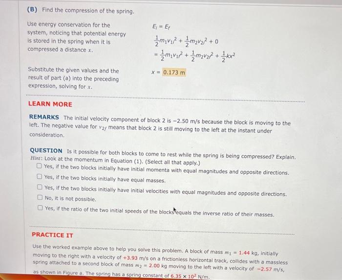 Solved GOAL Solve an elastic collision involving spring | Chegg.com