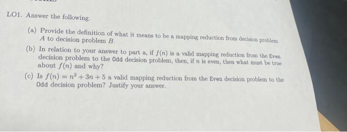 Solved O1. Answer the following. (a) Provide the definition | Chegg.com