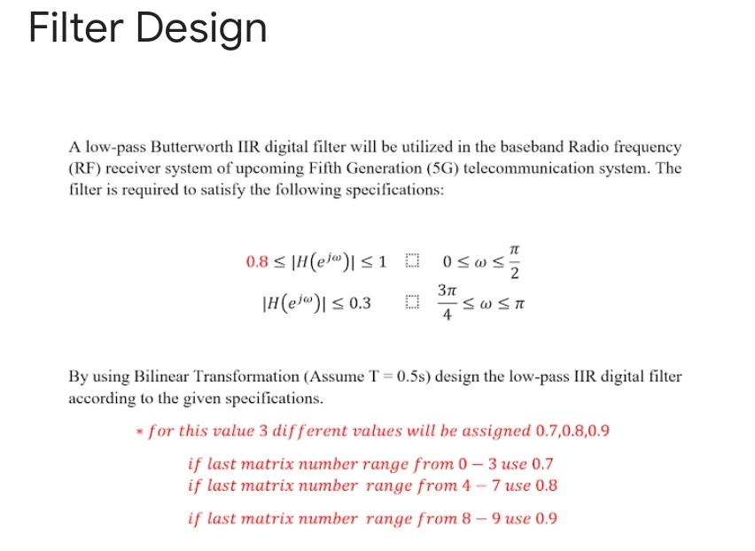 Solved Filter Design A low-pass Butterworth IIR digital | Chegg.com