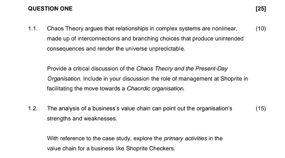 Solved QUESTION ONE[25]1.1. ﻿Chaos Theory argues that | Chegg.com