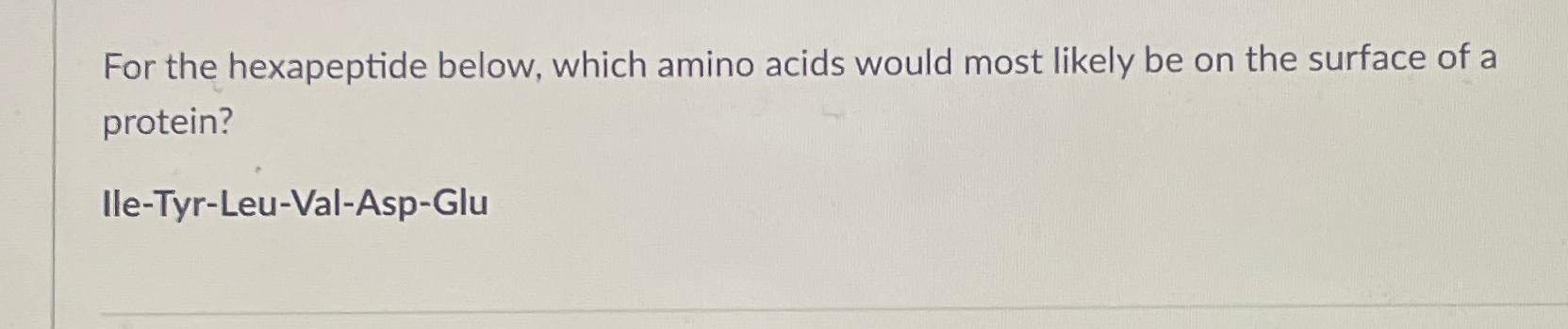 Solved For the hexapeptide below, which amino acids would | Chegg.com