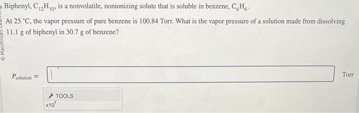 Solved Biphenyl, C12H10, is a nonvolatile, nonionizing | Chegg.com