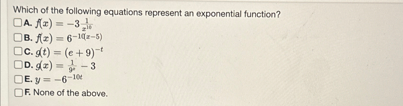 Solved Which of the following equations represent an | Chegg.com