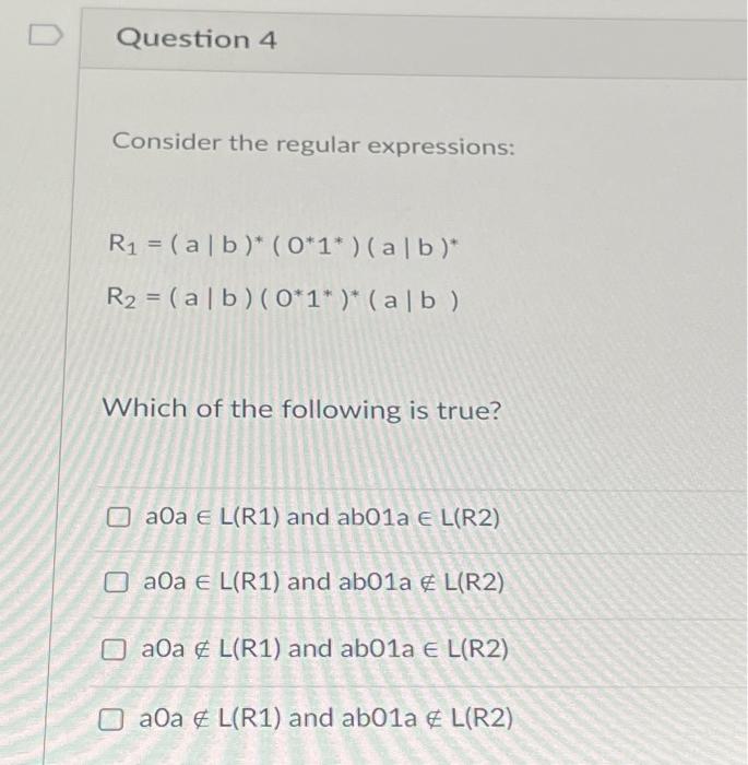Solved Consider the regular expressions: | Chegg.com
