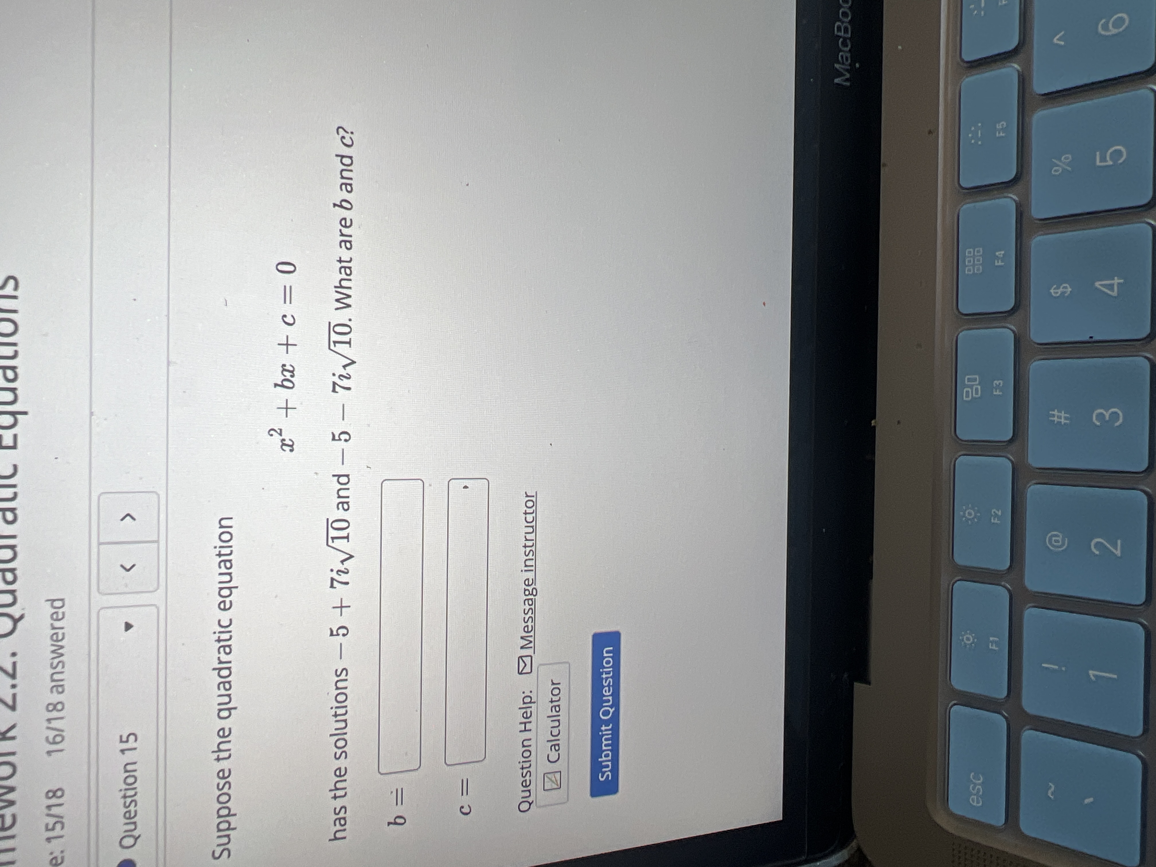 Solved Suppose the quadratic equationx2+bx+c=0has the | Chegg.com