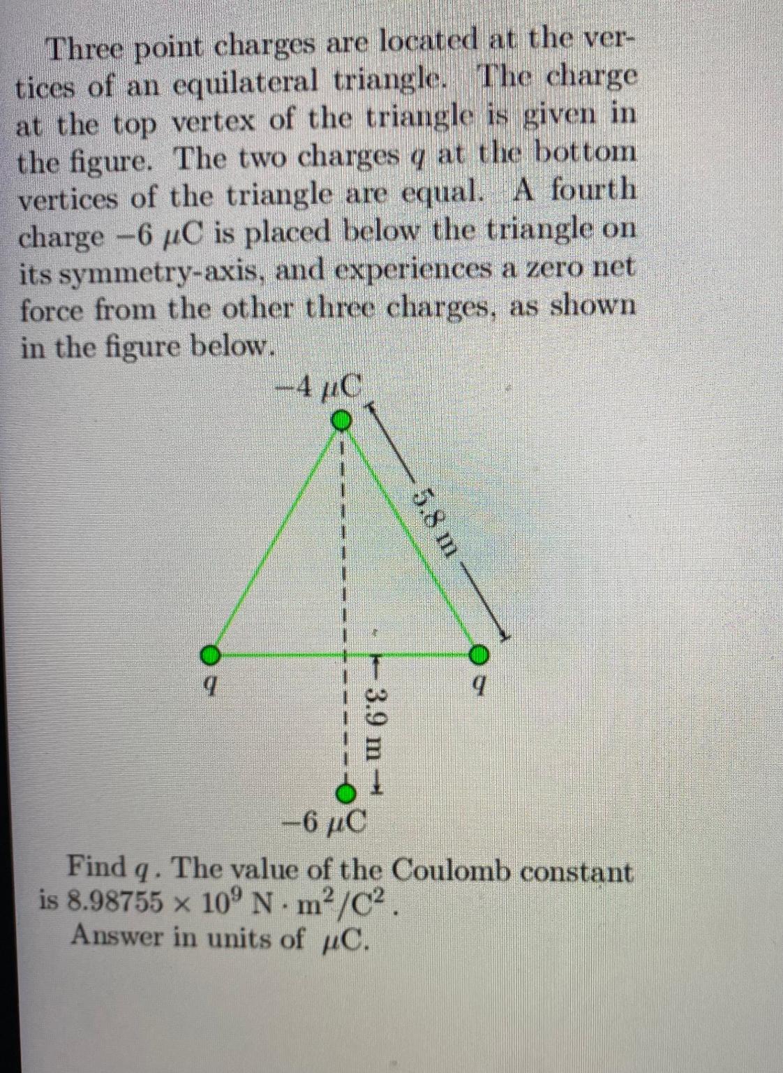 Solved Three point charges are located at the vertices of an | Chegg.com