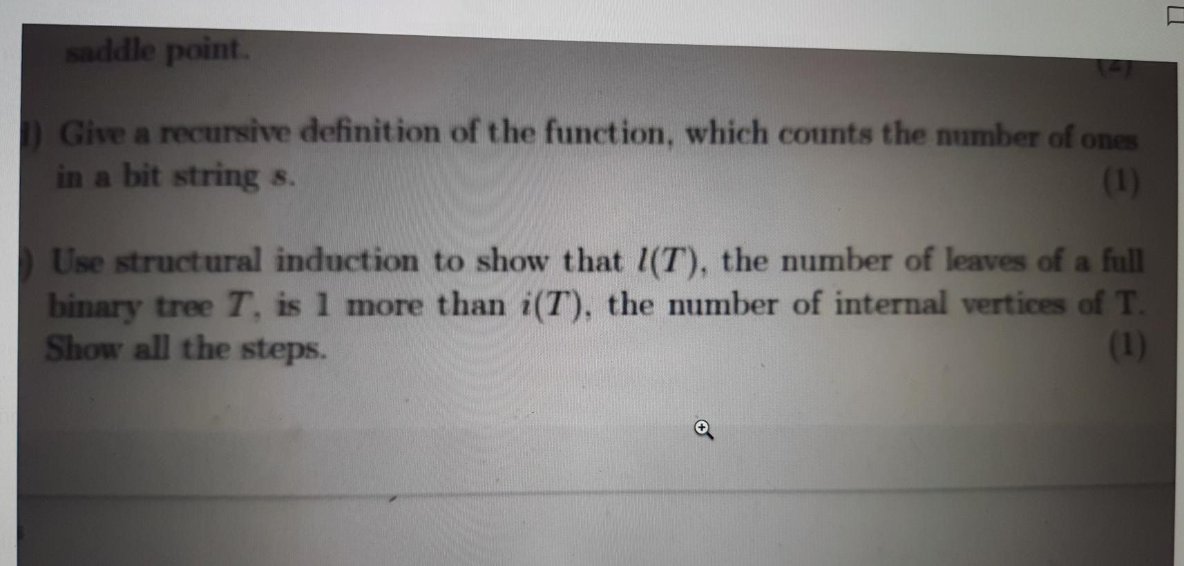 Solved saddle point Give a recursive definition of the | Chegg.com