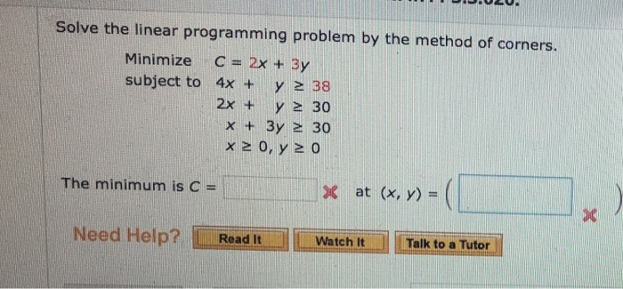 Solved II. UU. Solve the linear programming problem by the | Chegg.com