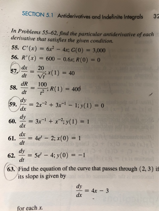 Solved SECTION 5.1 Antiderivatives and Indefinite Integrals | Chegg.com