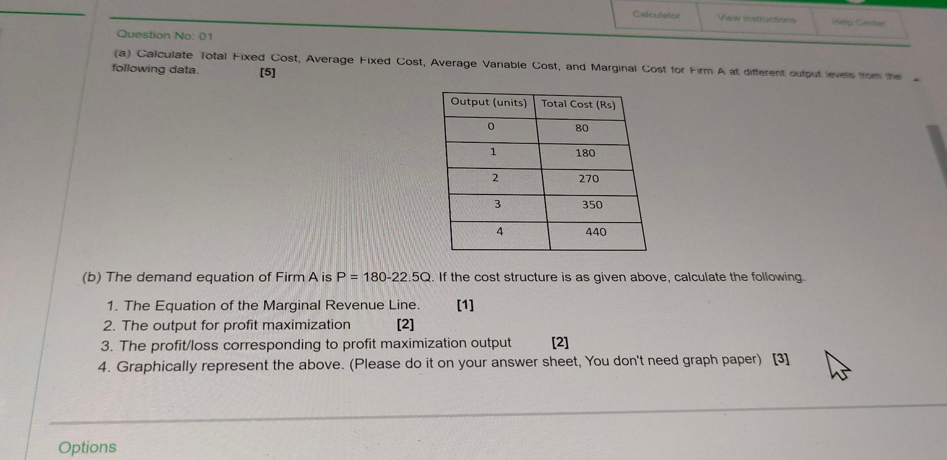 Solved (a) Calculate lotal Fixed Cost, Average Fixed Cost, | Chegg.com