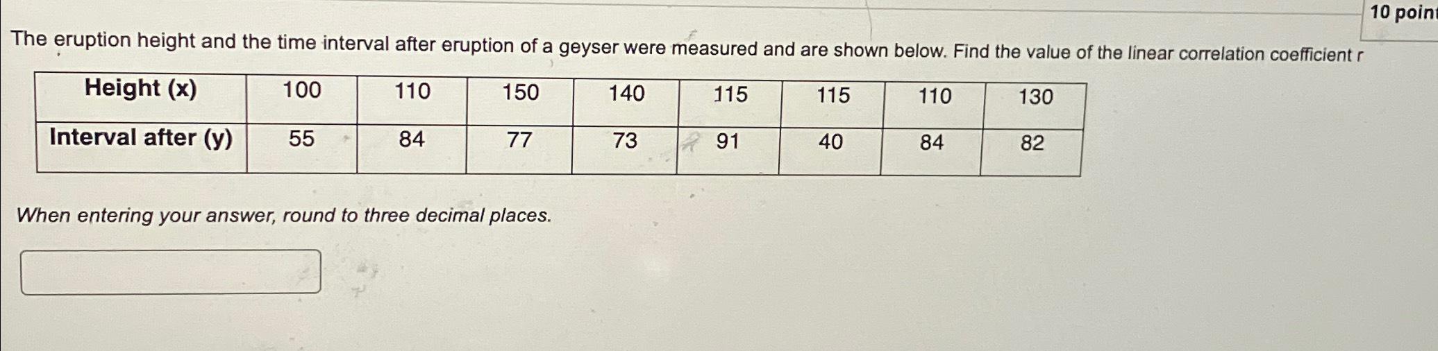 Solved The eruption height and the time interval after | Chegg.com