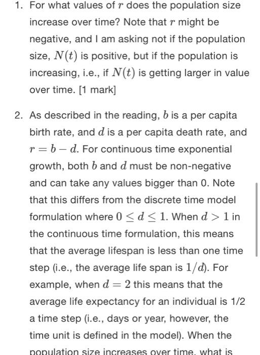 Solved 1. Discrete time geometric growth: N4 = No1 - (7.1) | Chegg.com