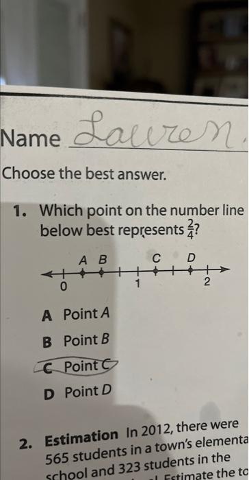 Solved Choose the best answer. 1. Which point on the number | Chegg.com
