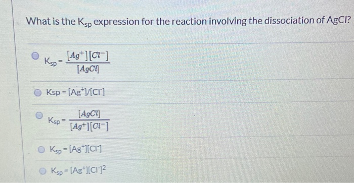 Solved What is the Ksp expression for the reaction involving | Chegg.com
