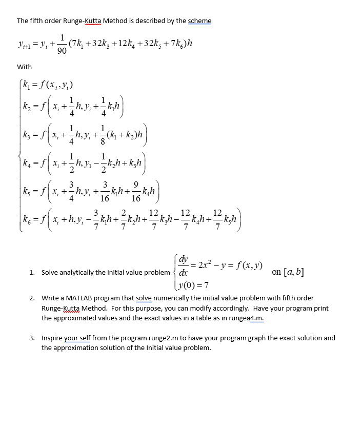 Solved The fifth order Runge-Kutta Method is described by | Chegg.com