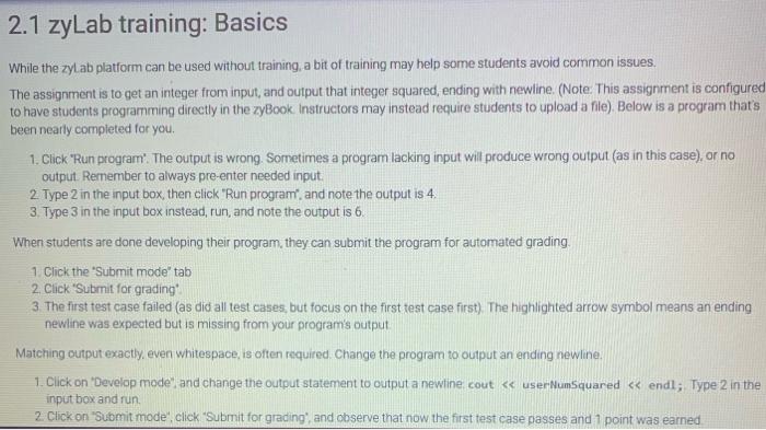 Solved While the zyLab platform can be used without | Chegg.com