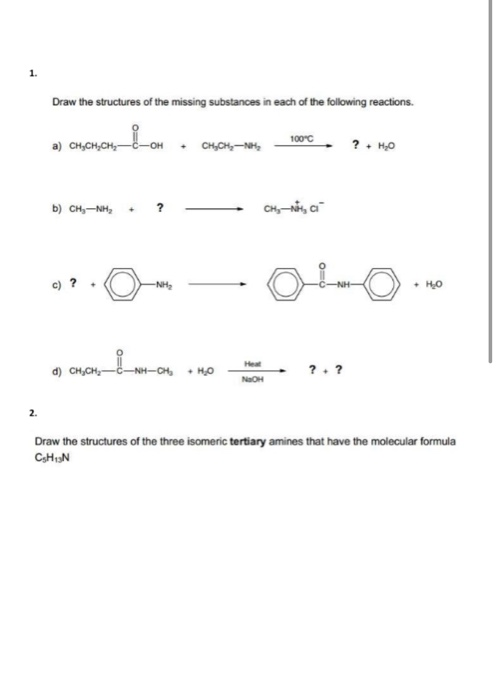 Solved 1. Draw the structures of the missing substances in | Chegg.com