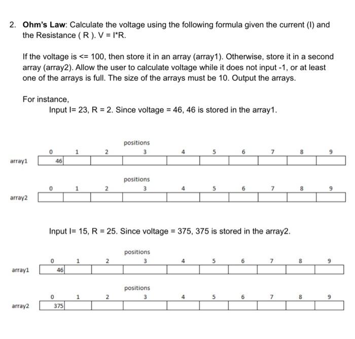 Solved 2. Ohm's Law: Calculate the voltage using the | Chegg.com