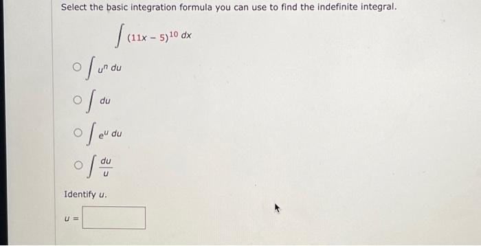Solved Select the basic integration formula you can use to | Chegg.com