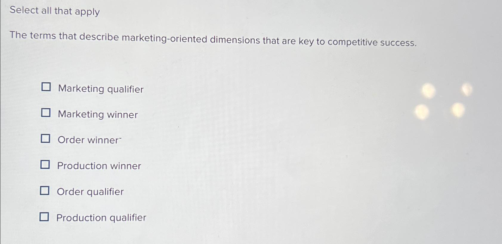 Solved Select all that applyThe terms that describe | Chegg.com