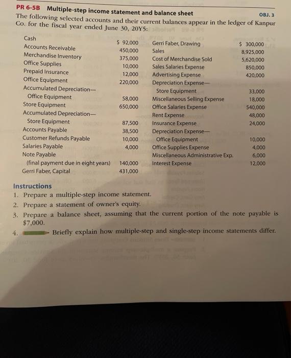 Solved Cash PR 6-5B Multiple-step income statement and | Chegg.com