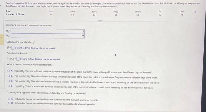 Solved randomly selected birth records were obtained, and | Chegg.com