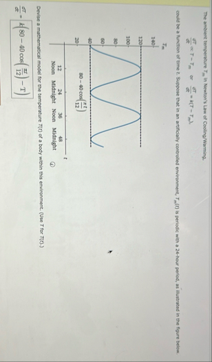 Solved The ambient temperature Tm ﻿in Newton's Law of | Chegg.com