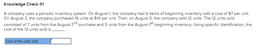 Solved Knowledge Check 01A company uses a periodic inventory | Chegg.com