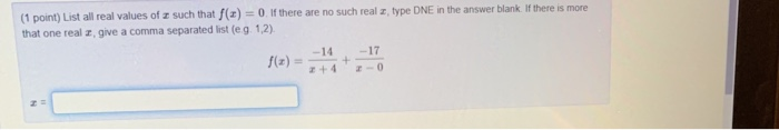 Solved (1 point) List all real values of a such that f(x) = | Chegg.com
