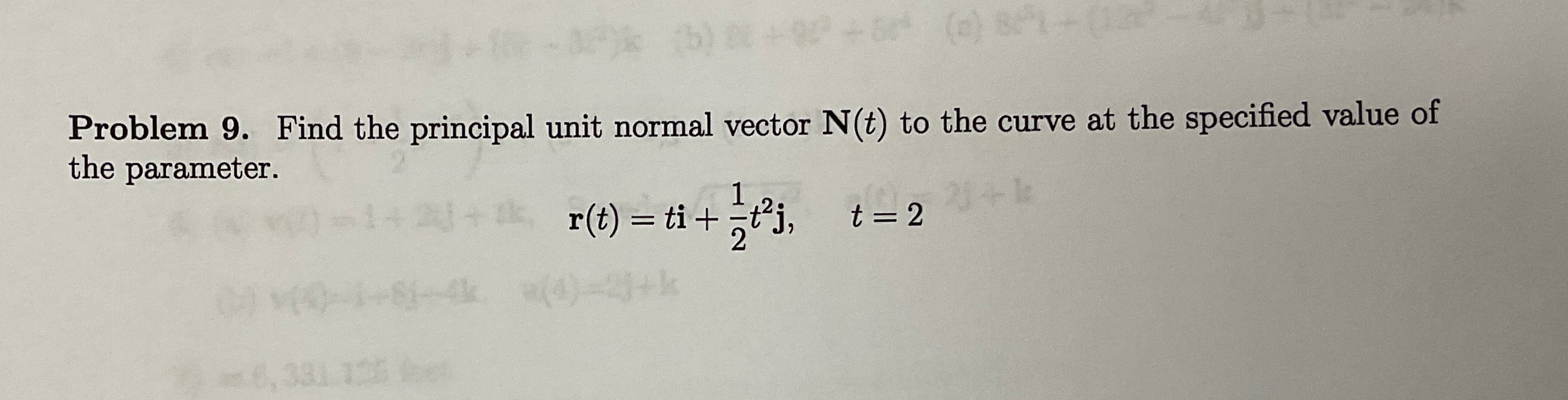 Solved Problem 9. ﻿Find the principal unit normal vector | Chegg.com