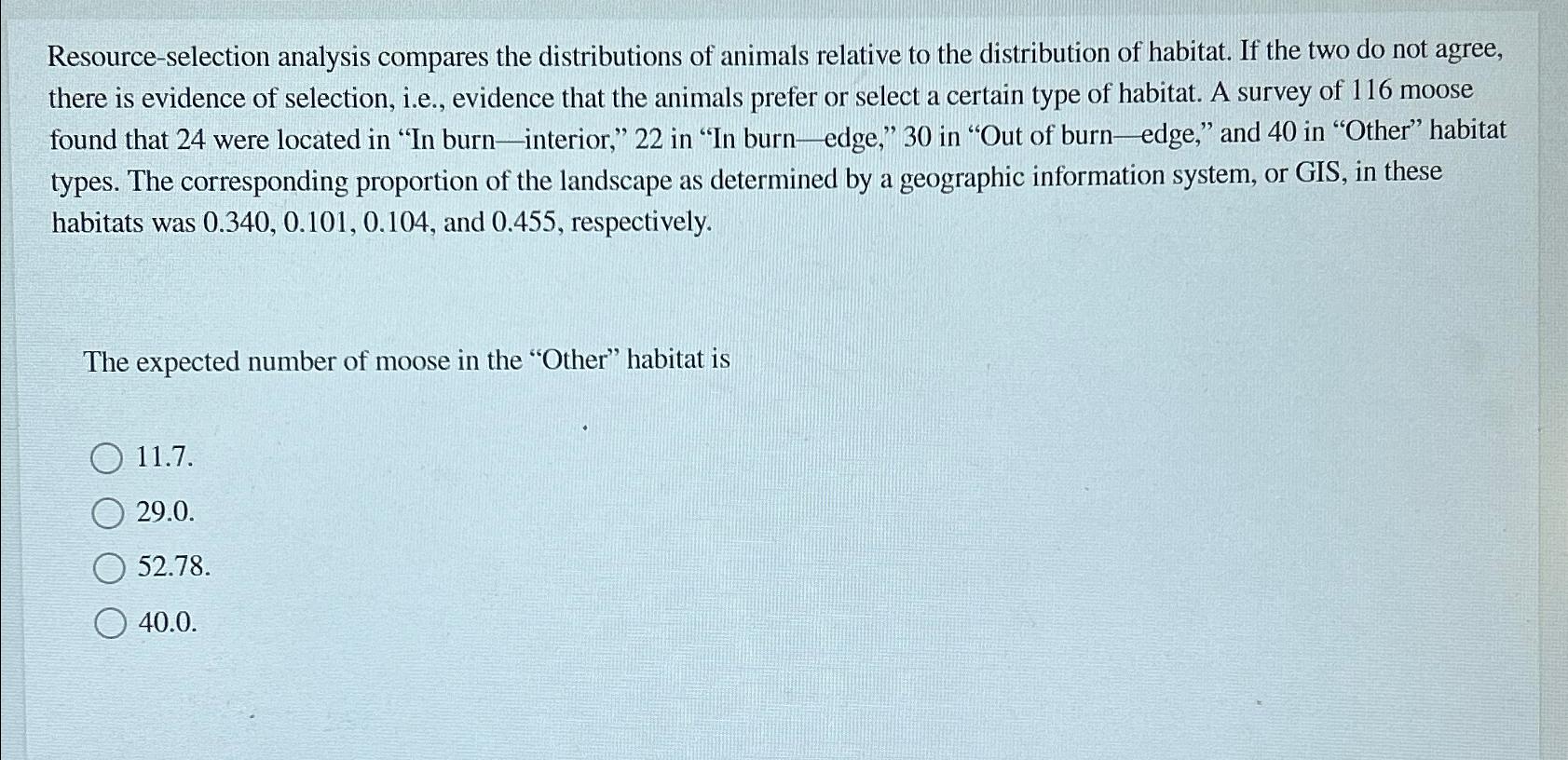 Solved Resource-selection analysis compares the | Chegg.com
