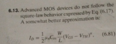 Solved 6.13. ﻿Advanced MOS devices do not follow the | Chegg.com