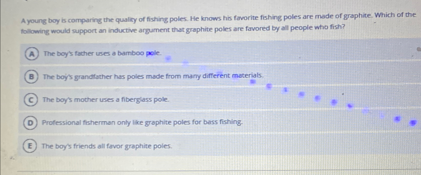 Solved A young boy is comparing the quality of fishing | Chegg.com