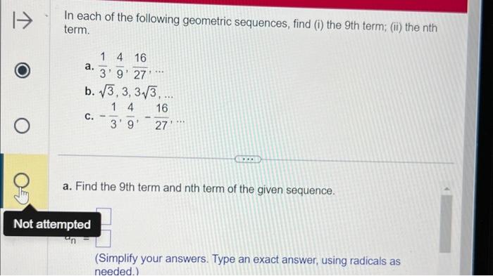 Solved In each of the following arithmetic sequences, find | Chegg.com