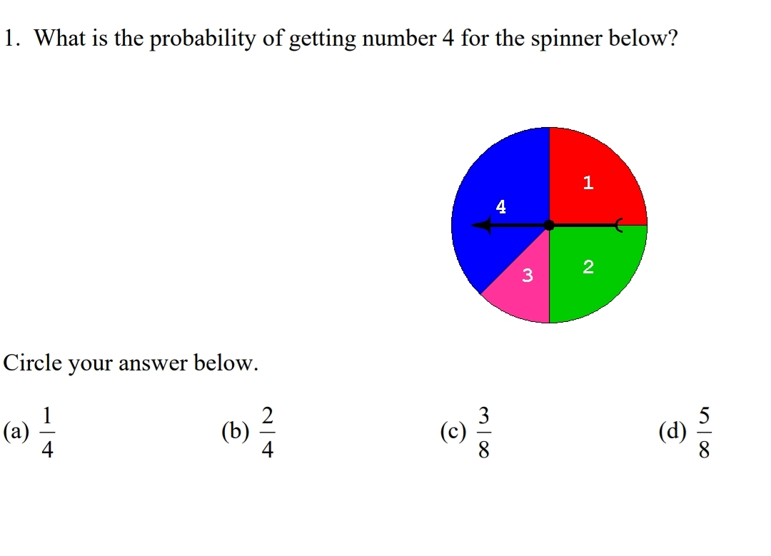 Solved What is the probability of getting number 4 ﻿for the | Chegg.com