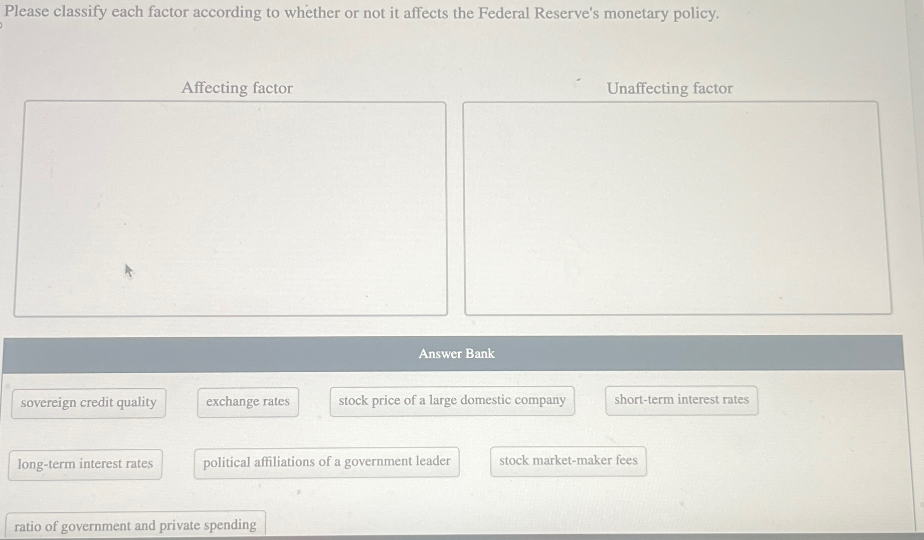 Solved Please classify each factor according to whether or | Chegg.com