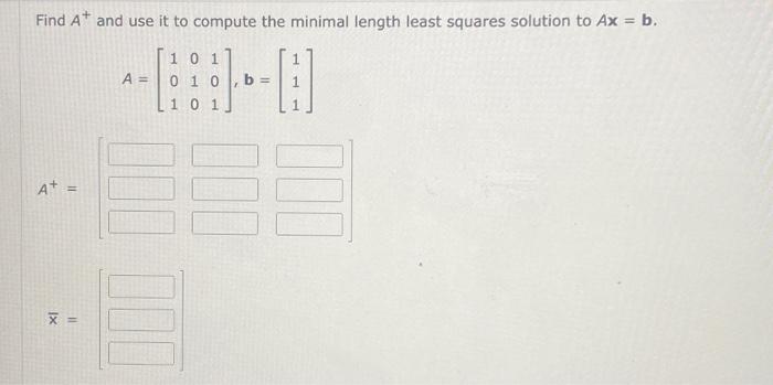Solved Find A+and use it to compute the minimal length least | Chegg.com
