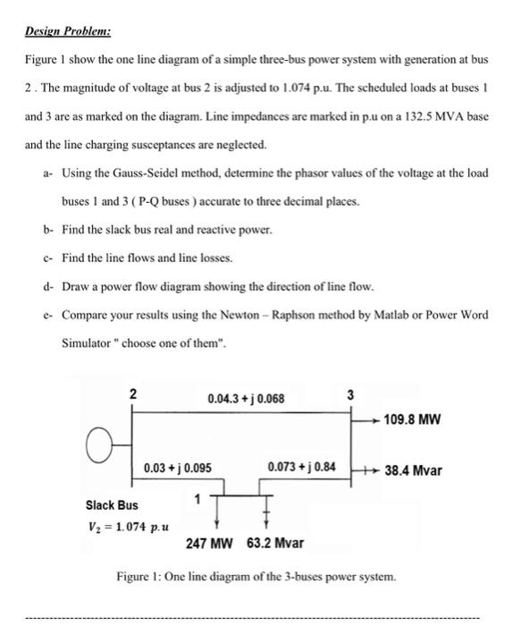 Solved Design Problem: Figure 1 show the one line diagram of | Chegg.com