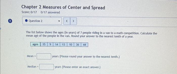 Solved Chapter 2 Measures of Center and Spread Score: | Chegg.com