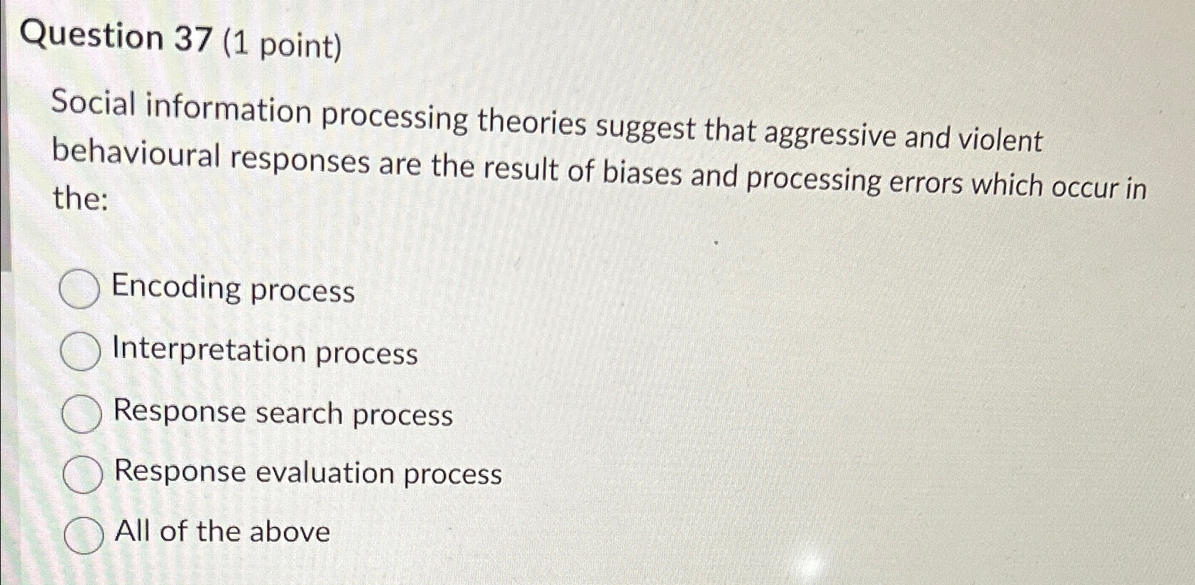 Solved Question 37 (1 ﻿point)Social information processing | Chegg.com